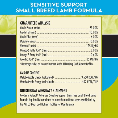 ADVANCED SENSITIVE SUPPORT GRAIN FREE, SMALL BREED, LAMB FORMULA - AvoDerm